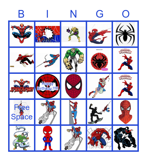 Spiderman Bingo Card