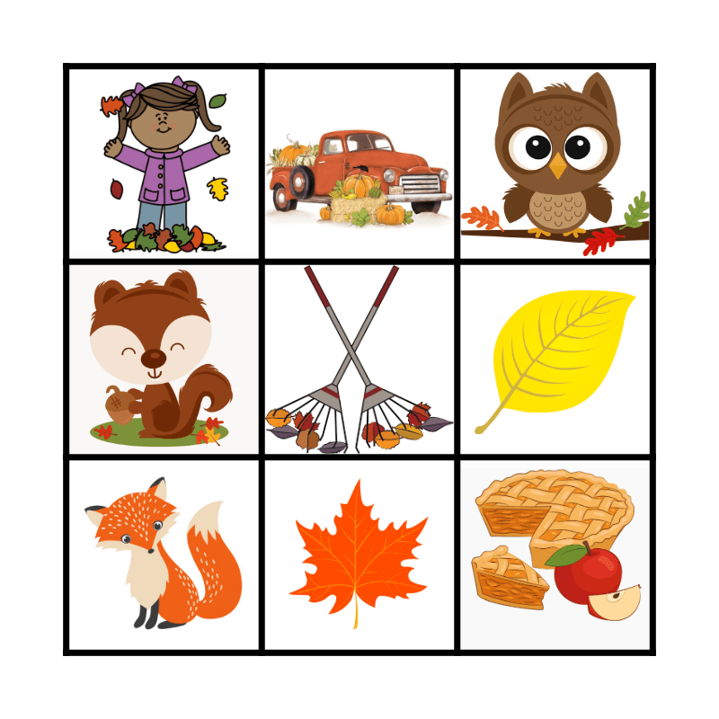 Bingo d'automne Bingo Card