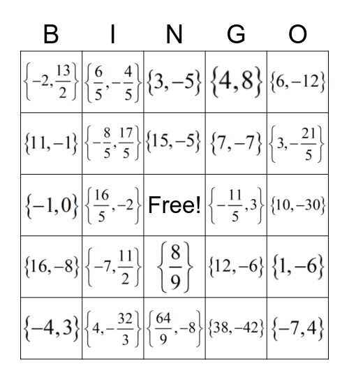Absolute Value Equations! Bingo Card