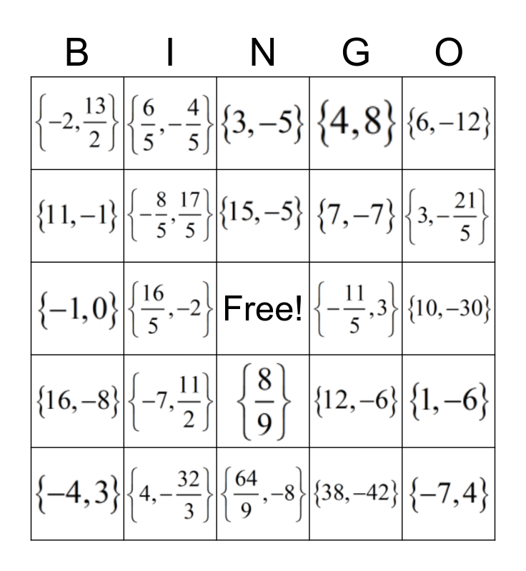 Absolute Value Equations! Bingo Card