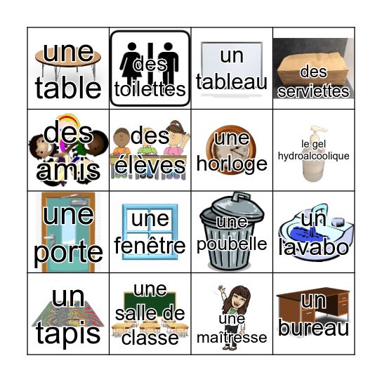 Dans ma salle de classe, il y a Bingo Card