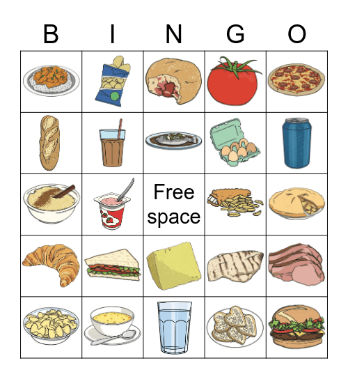 Food and drink Bingo Card