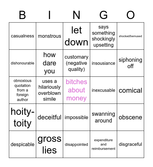 Daddy Bingo Card