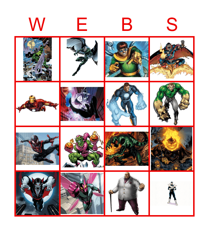 SPIDER-MAN BINGO Card