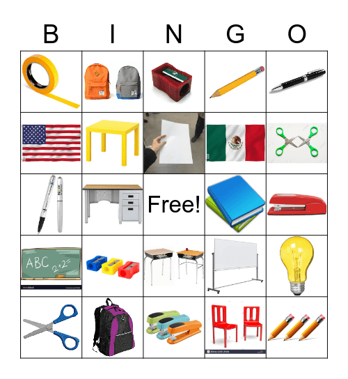 school supplies Bingo Card