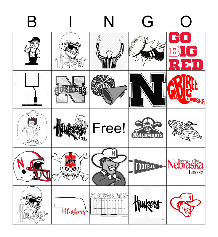 Nebraska Football Bingo Card