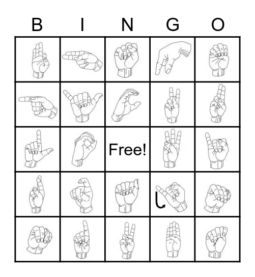 ASL Alphabet Bingo Card