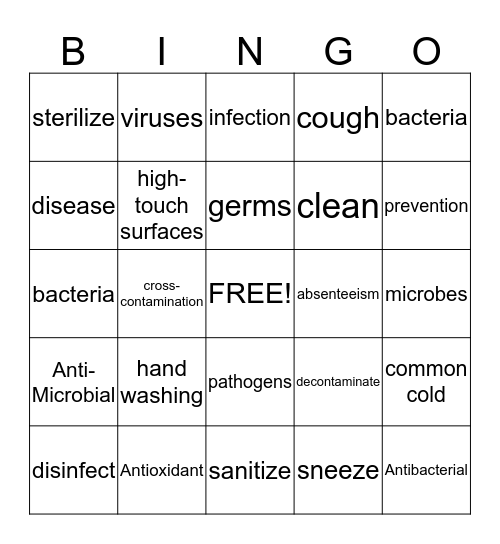 Preventing Illness Bingo Card