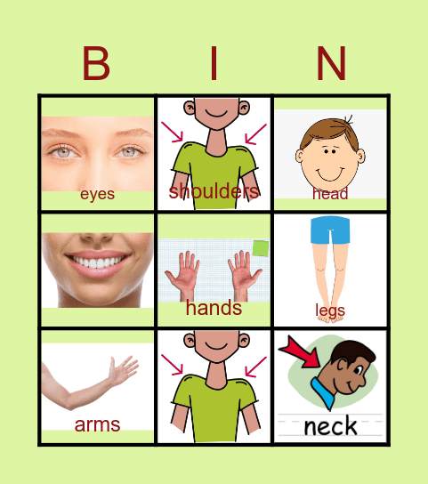 Bingo body part Bingo Card