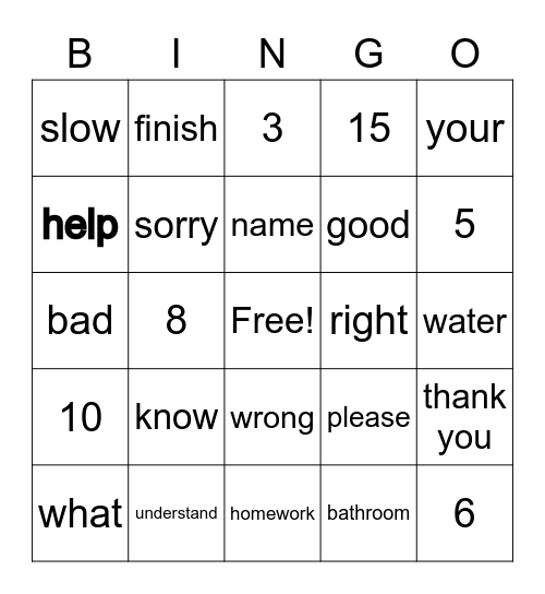 Survival Signs Bingo Card