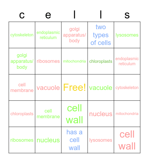 cells answers Bingo Card