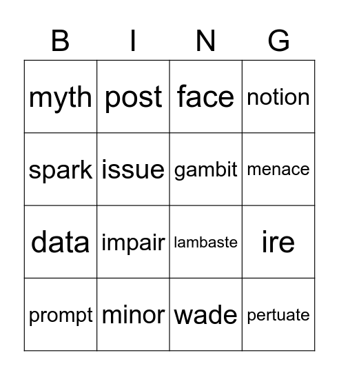 jagad Bingo Card