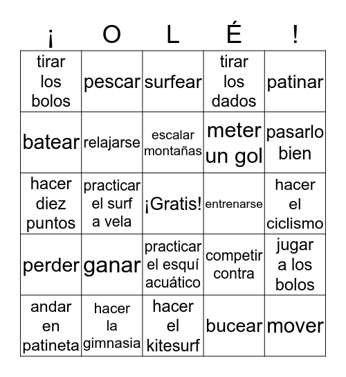 Español 4 - Unidad 2 - Lista de Verbos Bingo Card