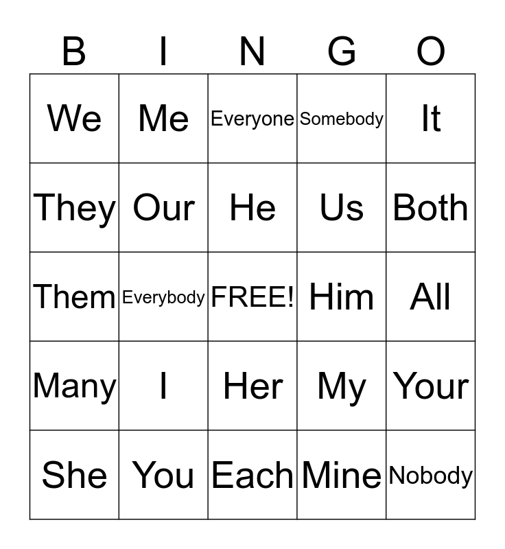 Pronoun Project ~ by Marlee Lawson Bingo Card