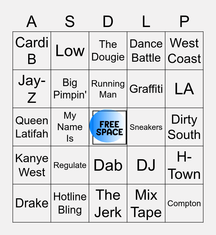 HIP HOP Bingo Card
