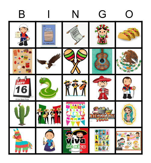 Mexican Independence day Bingo Card