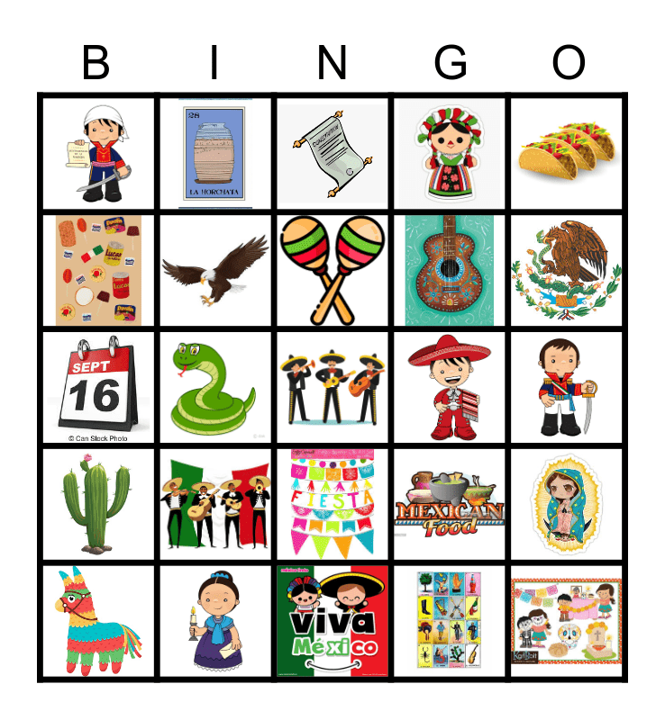 Mexican Independence day Bingo Card