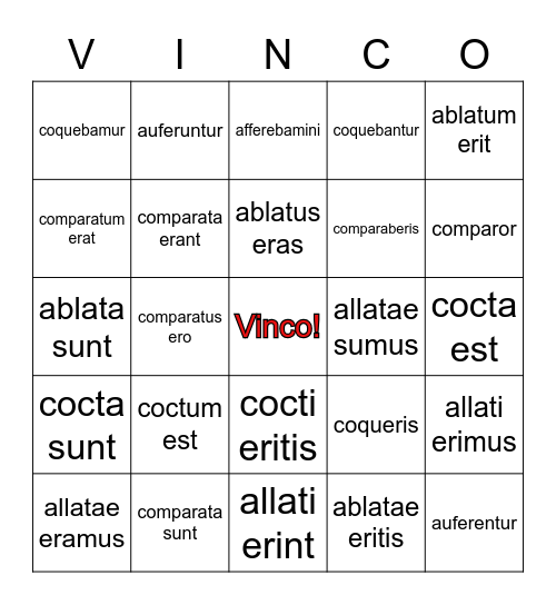 Ch. 32 Vinco Bingo Card