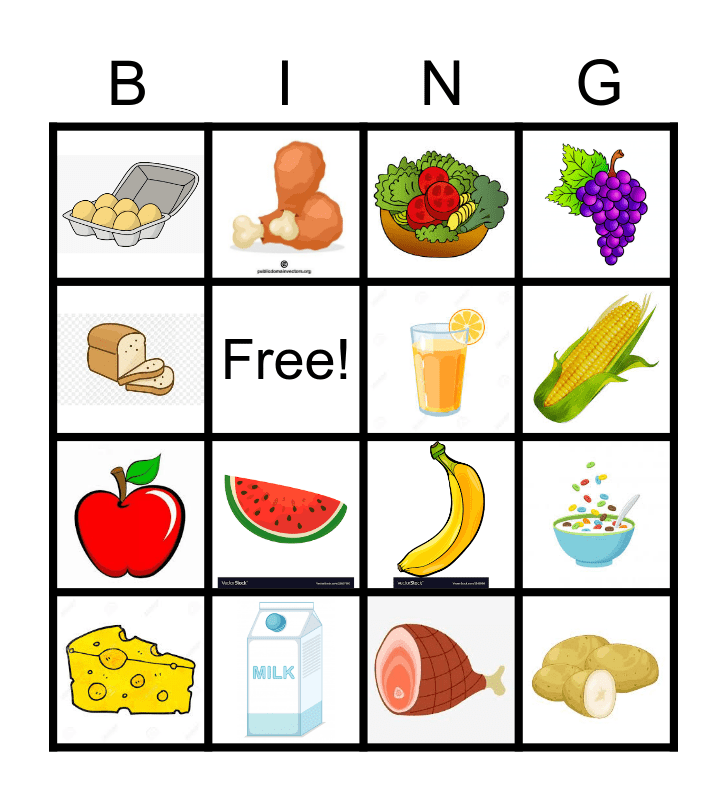 Food / Comida Bingo Card