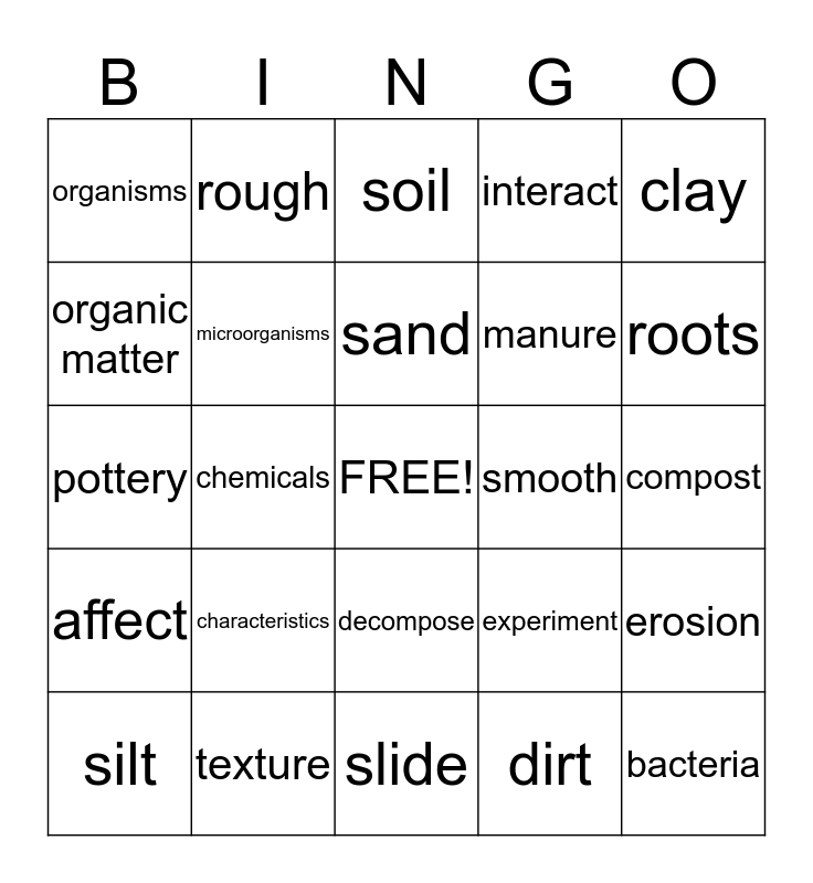 Soil BINGO Card