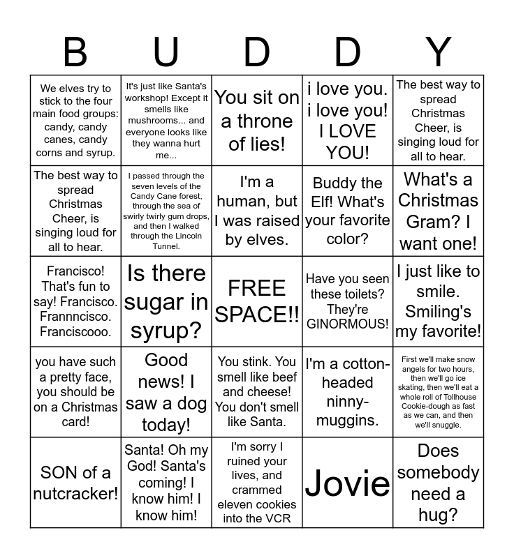 ELF BINGO Card