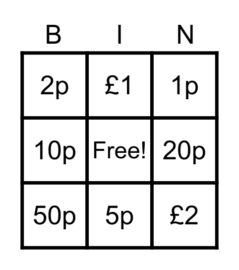 Coin Bingo! Bingo Card