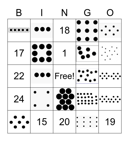 Numbers 1-25 Bingo Card
