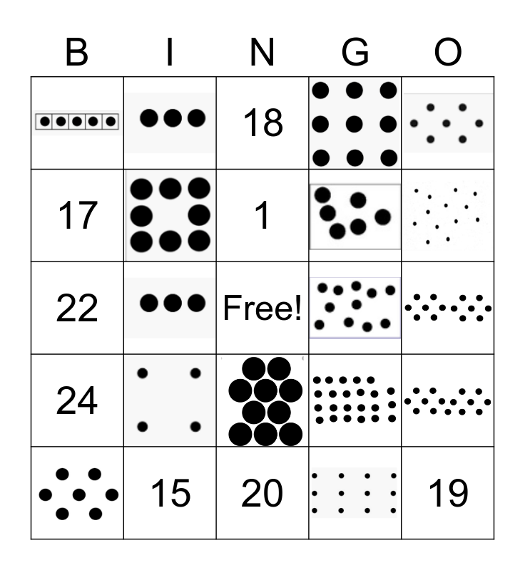 Numbers 1-25 Bingo Card