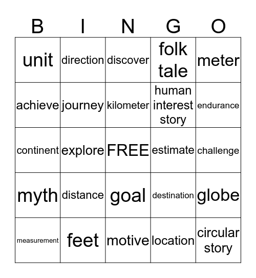 3rd grade bingo - Unit 8 Getting There Bingo Card