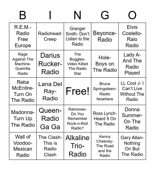 Total Quiz Presents Radio Bingo Radio Bingo Card