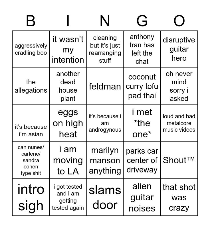 Crab Rave Bingo Card