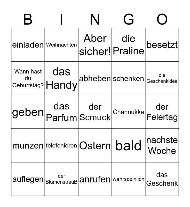 Der Geburtstag Bingo Card