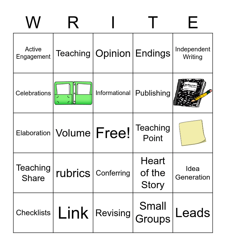 Writing Workshop Bingo Card