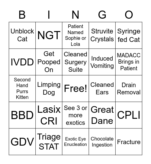 Happy Vet Tech Week!!! Bingo Card