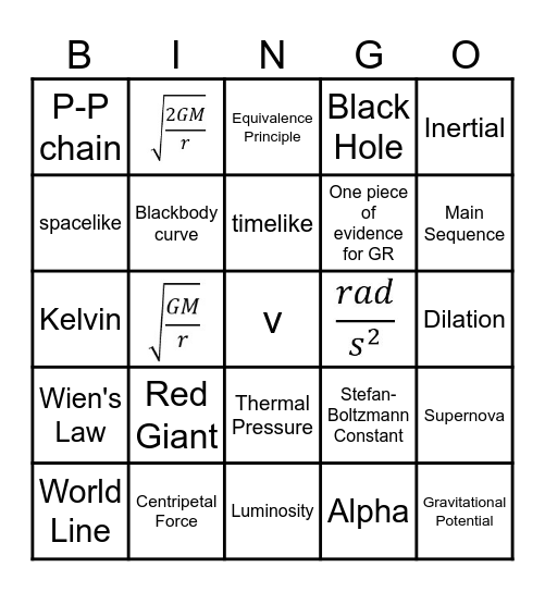 AH RMA Bingo Card