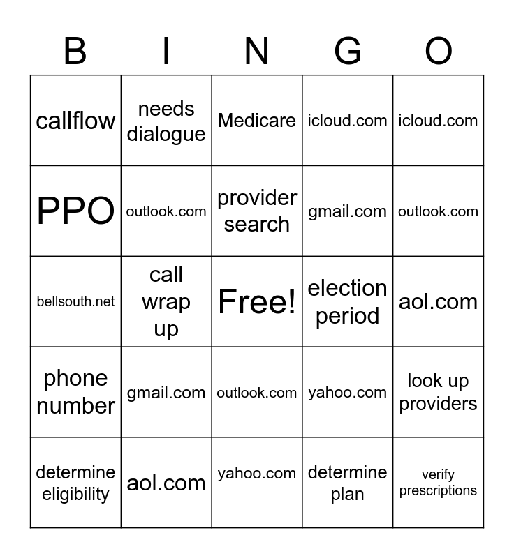 Untitled Bingo EMAIL Bingo Card