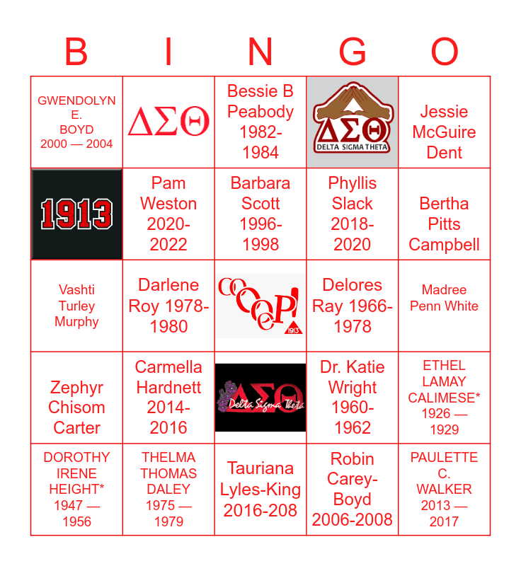 DST Bingo Card