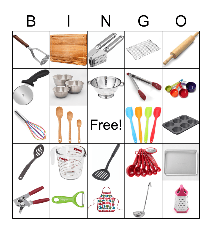 Kitchen Utensils Bingo Card