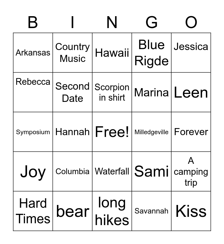 Julia Bingo Card