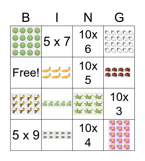 Multiplication Bingo Card