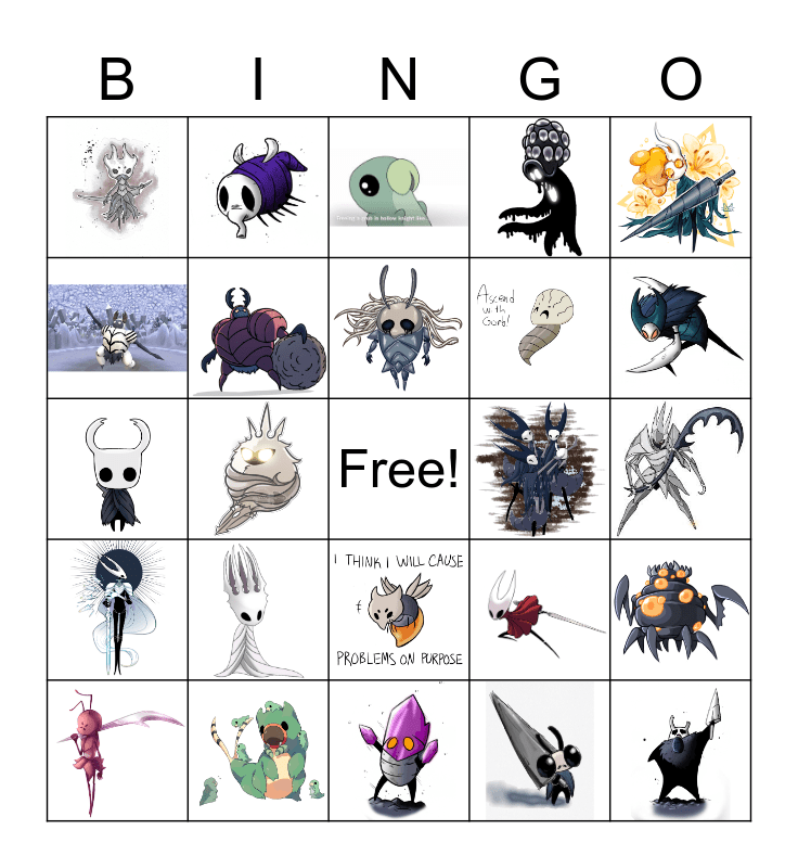 Hollow Knight Bingo Card