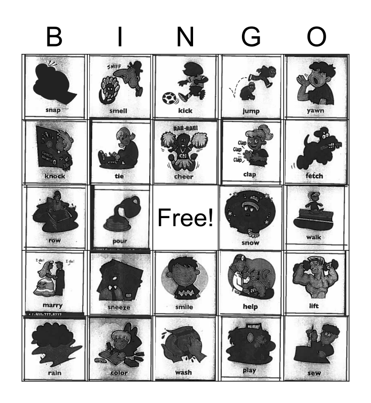 Regular Verb bingo Card