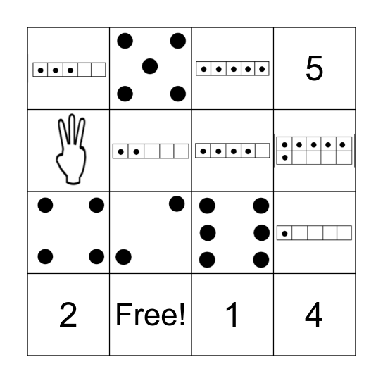 Subitizing 1-6 Bingo Card