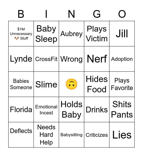 Narc Bingo Card