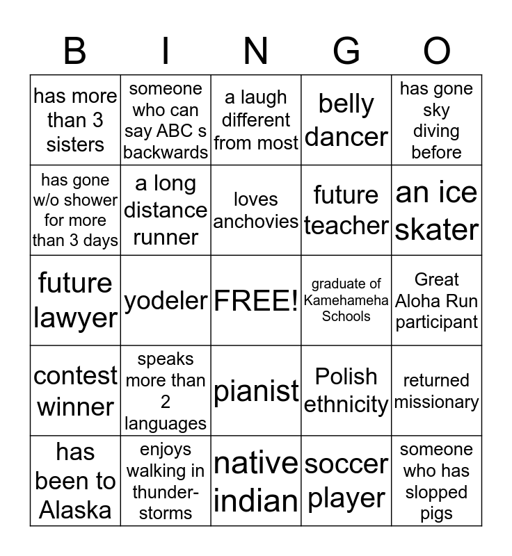 AUTOGRAPH BINGO Card