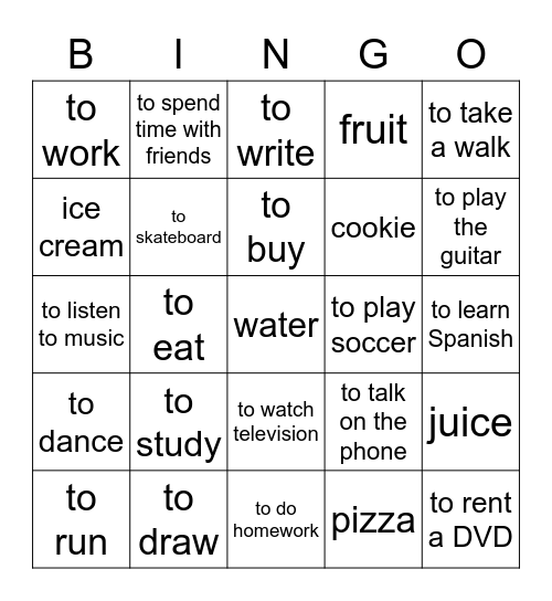 Avancemos Unidad 1, Leccion 1 Bingo Card