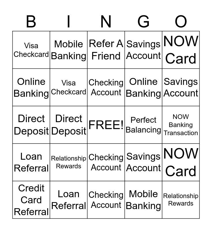 Teller Referral Bingo Card