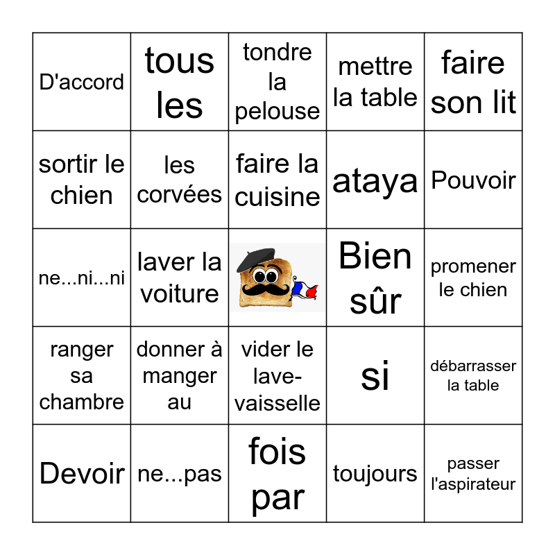 Bien Dit Chapter 8 Part 1 Bingo Card