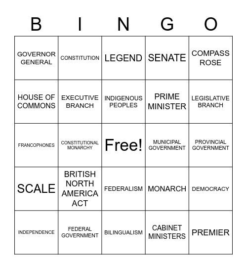 BUILDING A NATION Bingo Card