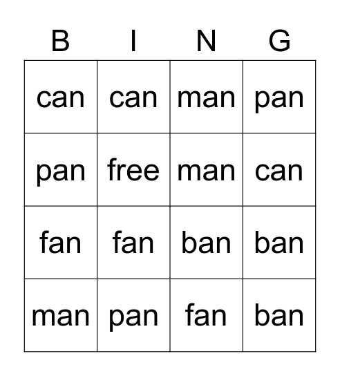 SPELLING WORDS Bingo Card